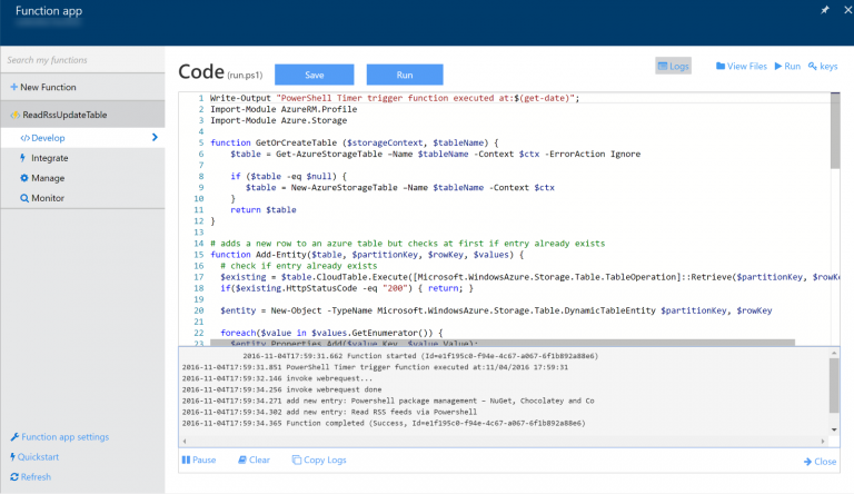 Working with Azure functions (part 1 - Powershell) - arminreiter.com