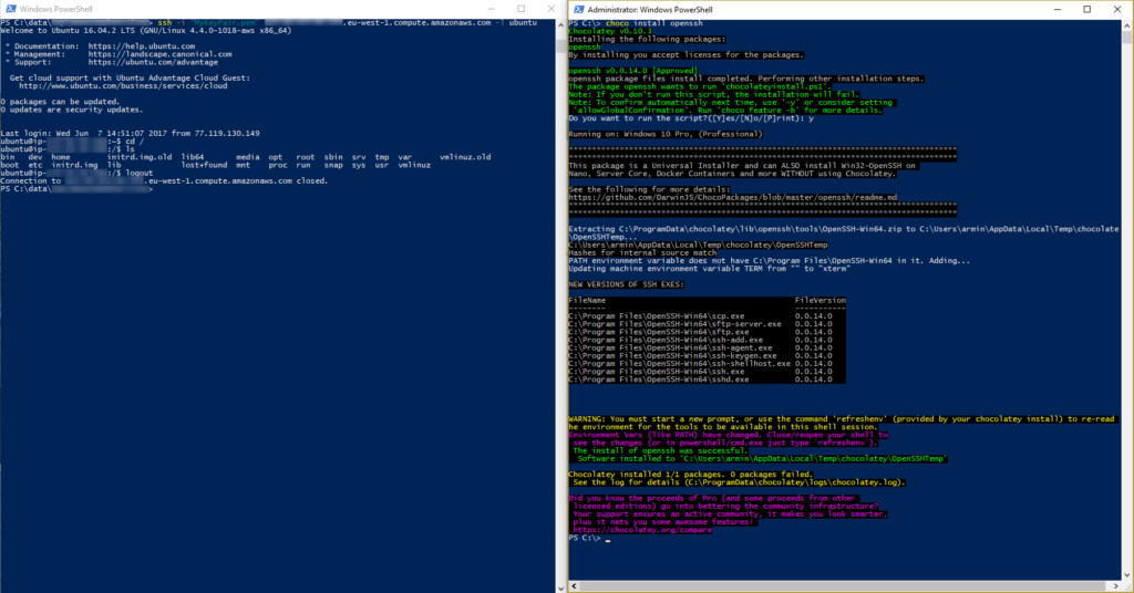 SSH For Windows Powershell Arminreiter